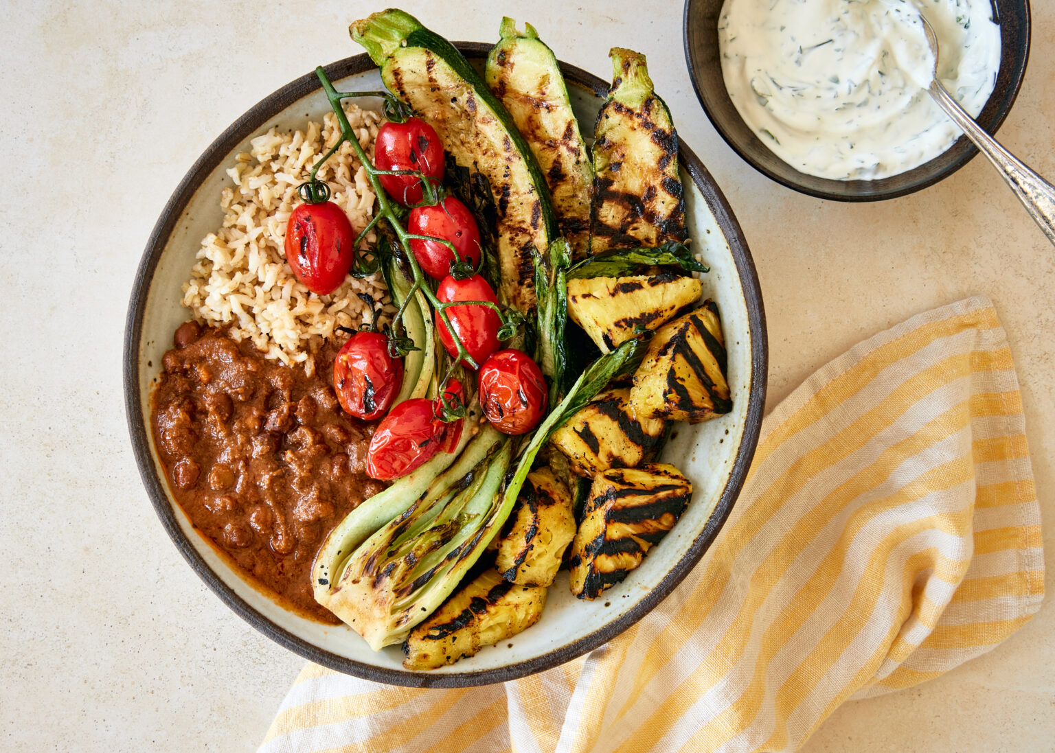 Grilled Summer Veg Bowl with Chana - Maya Kaimal